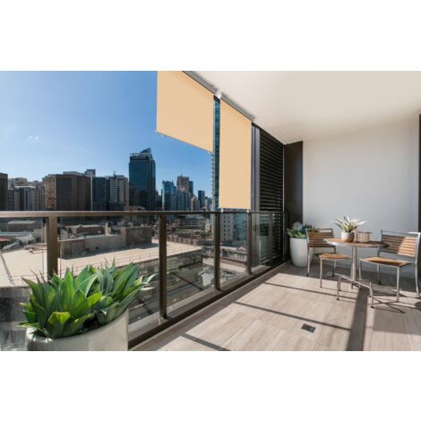 Toldo Vertical Exterior 140 x 250cm Beige – Lona Anti UV – Pantalla Privacidad - Estor ...