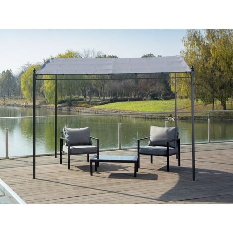 Pérgola metálica inclinada adosada - 3 x 2,5 m - Gris