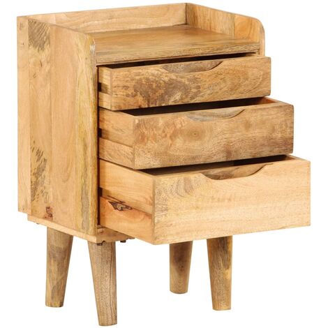 Comodino rustico in legno massello con tre cassetti ideale per camera ...