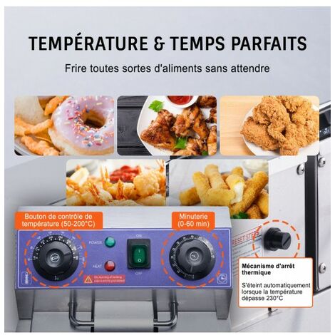 Friteuse Électrique Commerciale Friteuse à Huile 2 Cuves Acier Inox 12L ...