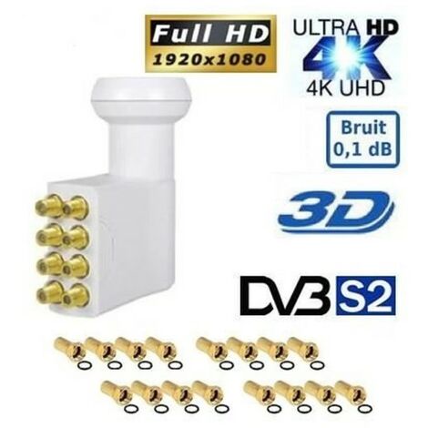 PL-8, 0.1dB, High Gain 60DB Tête Parabole 8 sorties, Compatible Full HD ...