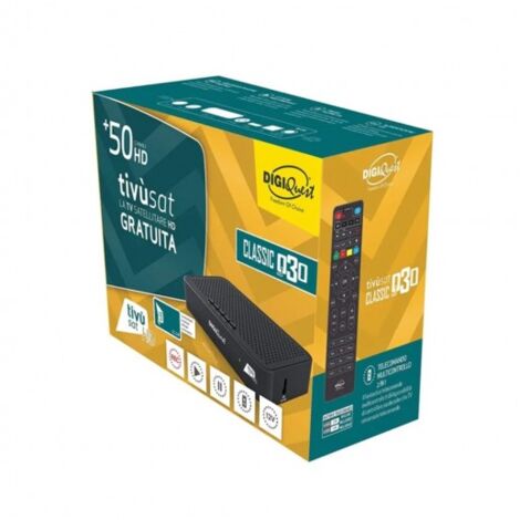Pack Récepteur Décodeur Satellite Digiquest Classic Q30 + Carte Tivùsat ...
