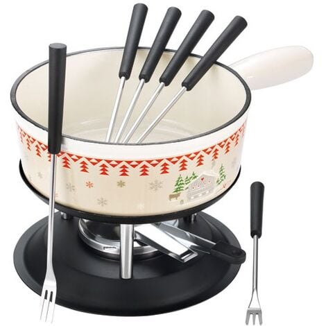 Service à fondue savoyard en fonte émaillée 22cm beige - Tableandcook ...