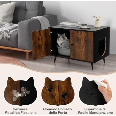 COSTWAY Mobile per Lettiera per Gatti, Casetta per Gatti con Divisore e ...