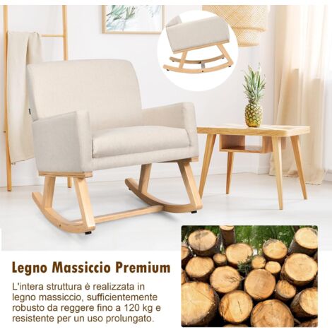 COSTWAY Poltrona a Dondolo, Poltrona a Dondolo Imbottita con Base in ...