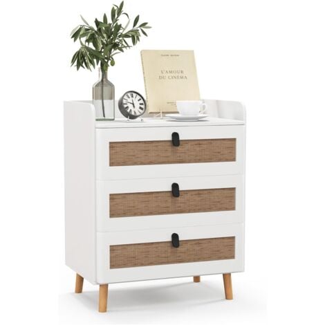 COSTWAY Comodino per Camera da Letto in Legno, Comodino Moderno con 3 ...