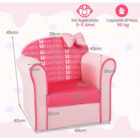 COSTWAY Divano per Bambini, Poltrona Imbottita per Bambini con ...