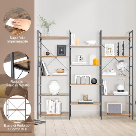 COSTWAY Libreria Scaffale con 14 Ripiani, Scaffale Vintage con ...