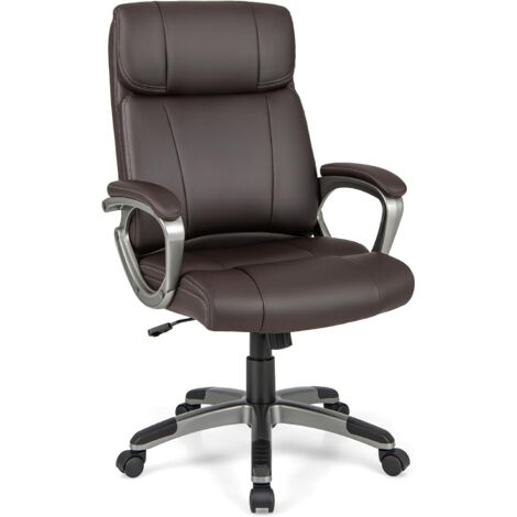 COSTWAY Sedia da Ufficio Girevole, Sedia da Scrivania in Ecopelle con Funzione Dondolo e Altezza ...