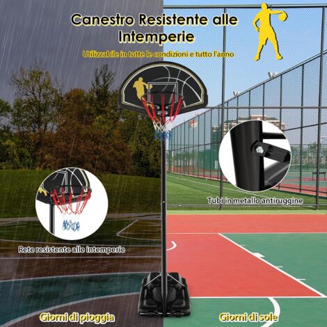 COSTWAY Canestro da Basket Portatile, Canestro Regolabile da 130 a 305 ...