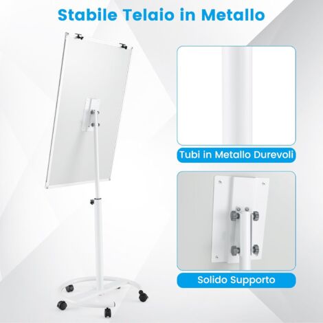 COSTWAY Lavagna Bianca Magnetica Mobile con Accessori, Lavagna ...