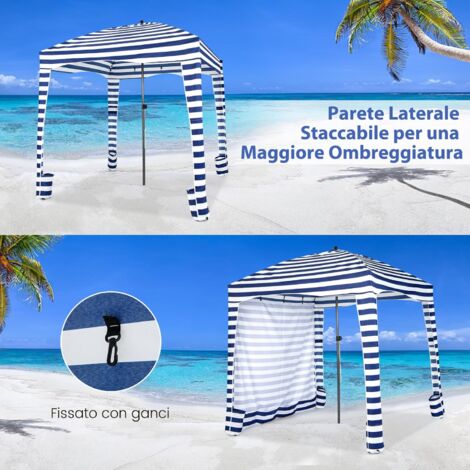 COSTWAY Tenda da Spiaggia Pieghevole, 183 x 183 cm, Tenda da Mare Con ...