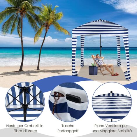COSTWAY Tenda da Spiaggia Pieghevole, 183 x 183 cm, Tenda da Mare Con ...