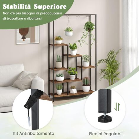 COSTWAY Scaffale Porta Piante a 6 Livelli, Scaffale per Fiori in ...