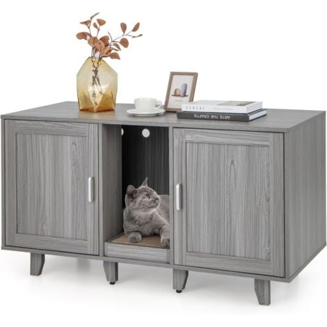 COSTWAY Mobile per Lettiera per Gatti 120 x 52 x 65 cm, Casetta per ...