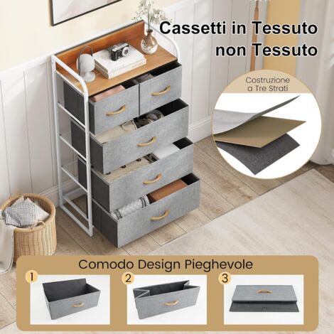 COSTWAY Cassettiera con 4/5 Cassetti, Organizer Verticale con Cassetti ...