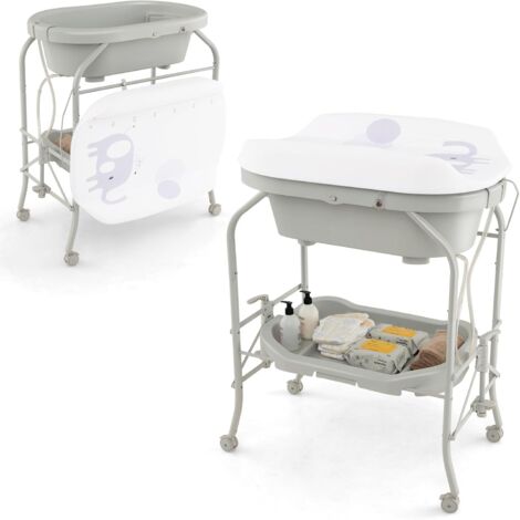 COSTWAY Fasciatoio con Vaschetta da Bagno per Neonati, Fasciatoio ...
