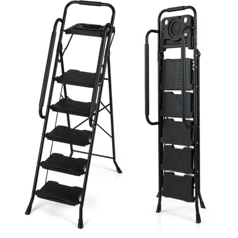 COSTWAY Scala a 5 Gradini con Vaschetta Porta Attrezzi, Scaletta ...