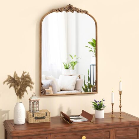 COSTWAY Specchio barocco dorato, 61 x 90 cm, specchio da parete curvo ...