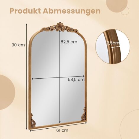 COSTWAY Specchio barocco dorato, 61 x 90 cm, specchio da parete curvo ...