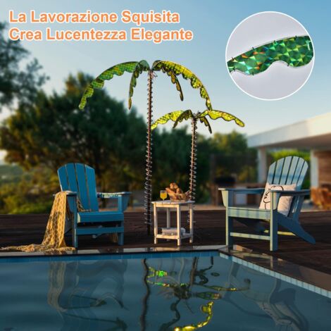 COSTWAY Palma Tropicale con Luci LED 136/168 cm, Illuminazione Esterna ...