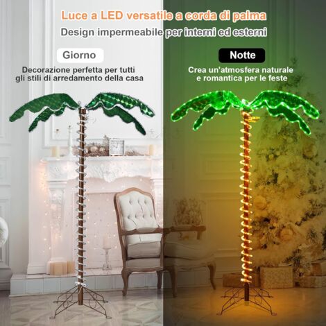 COSTWAY Palma Tropicale con Luci LED 136/168 cm, Illuminazione Esterna ...