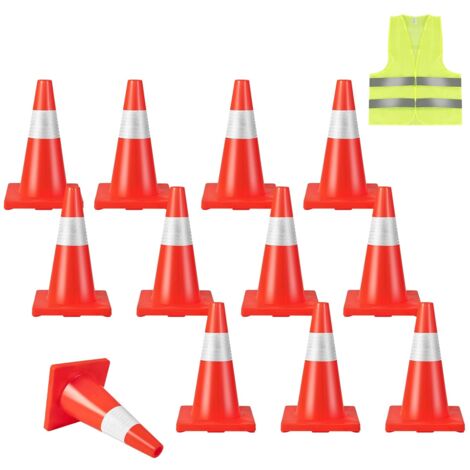 COSTWAY Set da 12 Coni Stradali con Gilet di Sicurezza, Coni ...