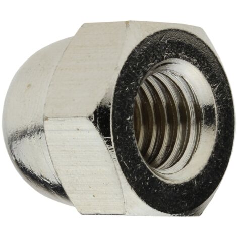 Reidl DIN 1587 Sechskant-Hutmutter, hohe Form M 10, Messing galv. vernickelt