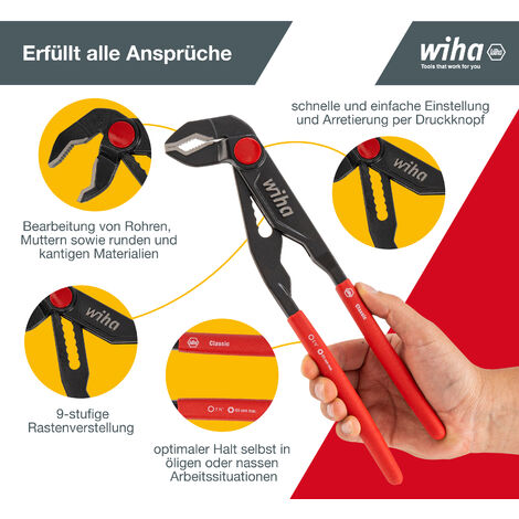 Wiha Wasserpumpenzange mit Druckknopf Classic (26767) I Wapu Zange 300 ...