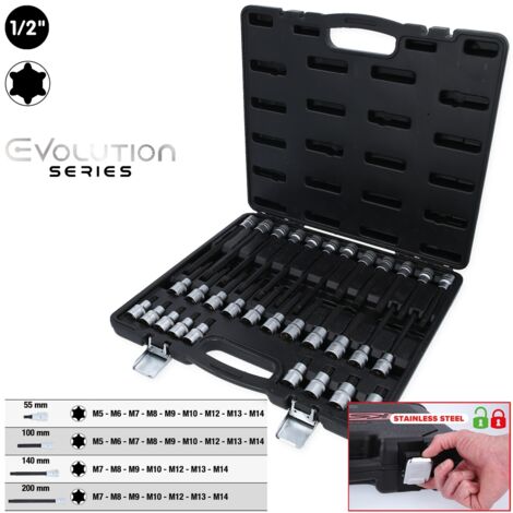 KS Tools 1/2 RIBE Bit-Stecknuss-Satz, 32-tlg, kurz, lang und extra lang