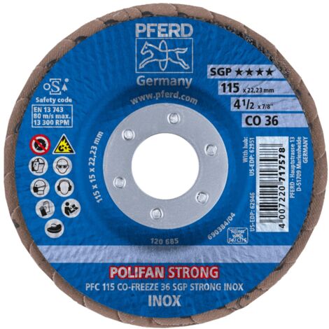 PFERD TOOLS POLIFAN STRONG Fächerscheibe PFC 115x22,23 mm konisch CO ...