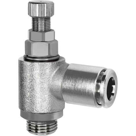 Riegler Drosselventil, beidseitig, G 1/4, Steckverbindung 6, Rändelschraube