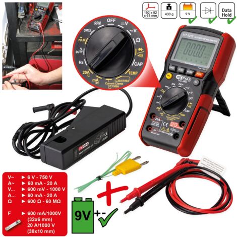 KS Tools Digital Multimeter inkl. Prüfspitzen mit integriertem Schlagschutz