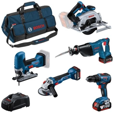 Bosch Profi Set 18V: GSR 18V-55, GWS 18V-10, GST 18V-125 S, GSA 18 V-LI, GKS 18V-57-2, 3x Akku 4 ...