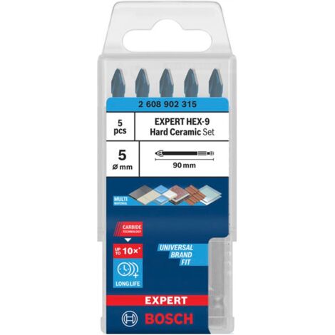 Bosch EXPERT Bohrer-Set HEX-9 Hard Ceramic, 5 x 90 mm, 5-tlg.