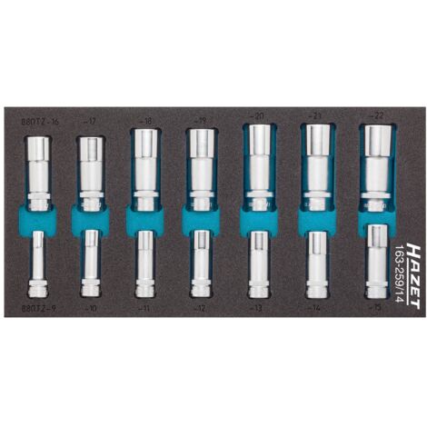 Hazet Steckschlüsseleinsatz Satz, Vierkant hohl 10 mm (3/8), Außen-Doppel-Sechskant ...