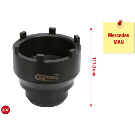 KS Tools 3/4 Nutmuttern-Schlüssel mit 6 Zapfen für Mercedes und MAN, 95-115 mm