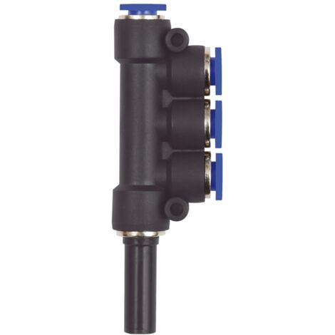 Riegler T-Mehrfachverteiler 3fach, Stecknippel 8 mm »Blaue Serie« Schl ...