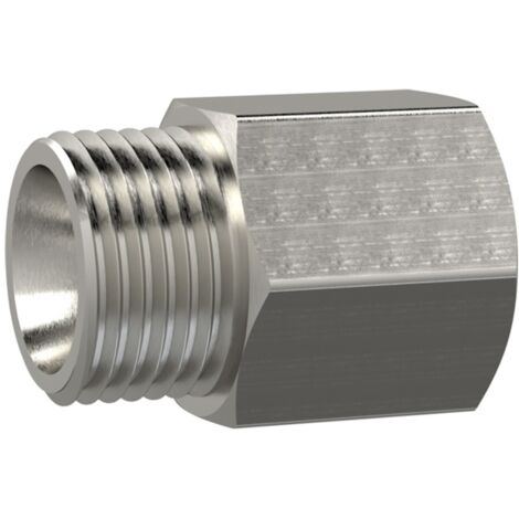 Riegler Reduziernippel, lang, G 1/4 a., G 1/8 i., SW 17, Edelstahl 1.4571