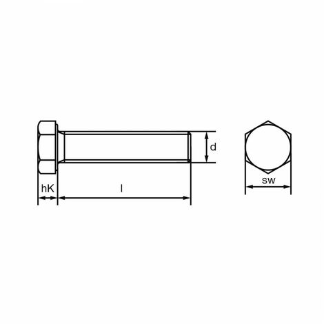 DIN 933 Sechskantschraube mit Gewinde bis Kopf M 16 x 70, 10.9 blank