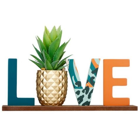 Mot déco LOVE ananas doré à poser