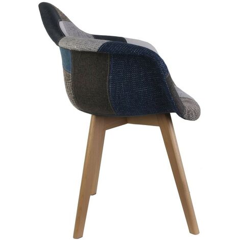 Fauteuil Patchwork bleu gris
