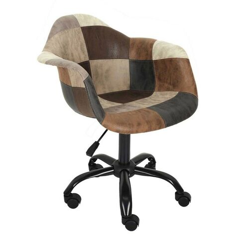 Fauteuil de bureau patchwork marron