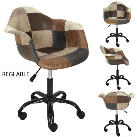 Fauteuil de bureau patchwork marron