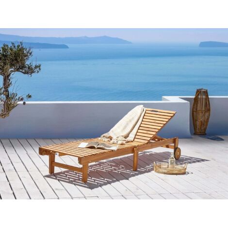 Transat de Jardin Inclinable et Pliable en Bois d'Acacia Clair Pietralunga