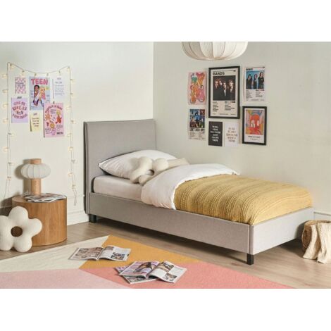 Cadre de lit une place gris 90x200cm tissu moderne style nordique ...