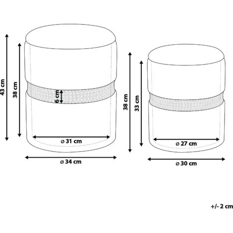 Poufs Coffre en Velours Beige Rangement Salon Assise Supplémentaire Lot ...