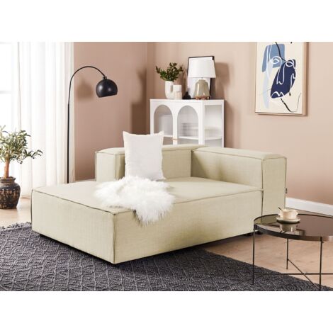 Chaise Longue Divan en Lin Beige pour Canapé Salon Modulable Côté Droit ...