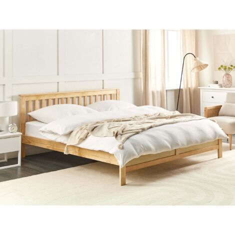 Lit Double Scandinave en Bois de Pin 160 x 200 cm Bois Clair Mayenne
