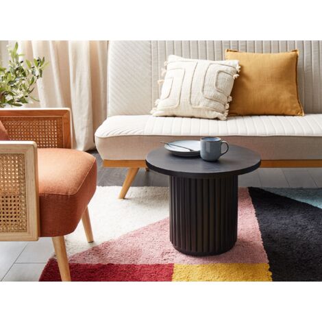 Table Basse Design Moderne Plateau en Bois de Manguier Noir Lemont